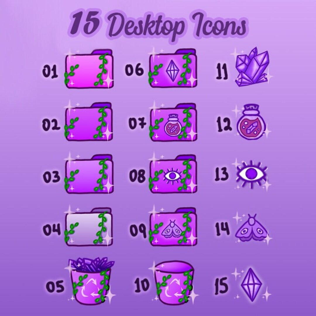15 Custom Icons Dreamy Purple Icons Desktop Icons - Etsy