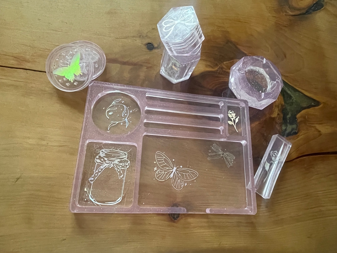Hand Poured Rolling Tray 5 Piece Set - Etsy
