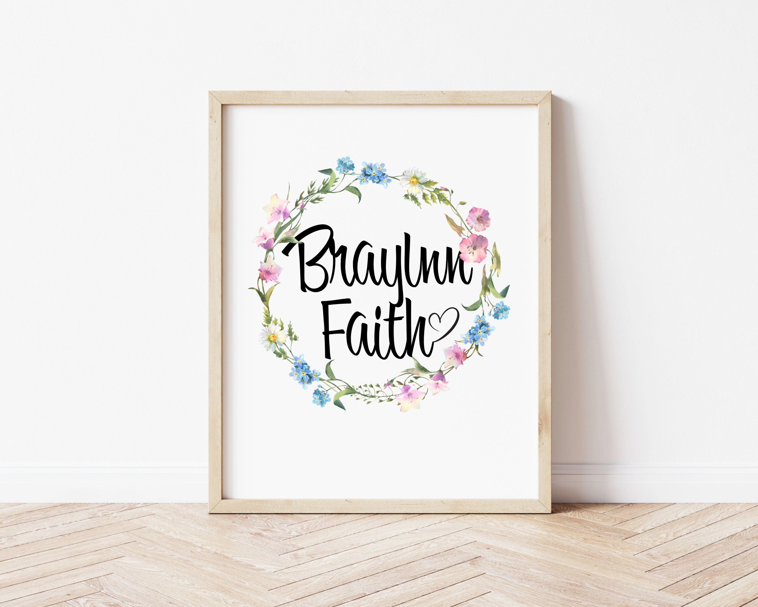 Baby Name Nursery Poster, DIGITAL FILE, Floral, Customized Baby Name ...