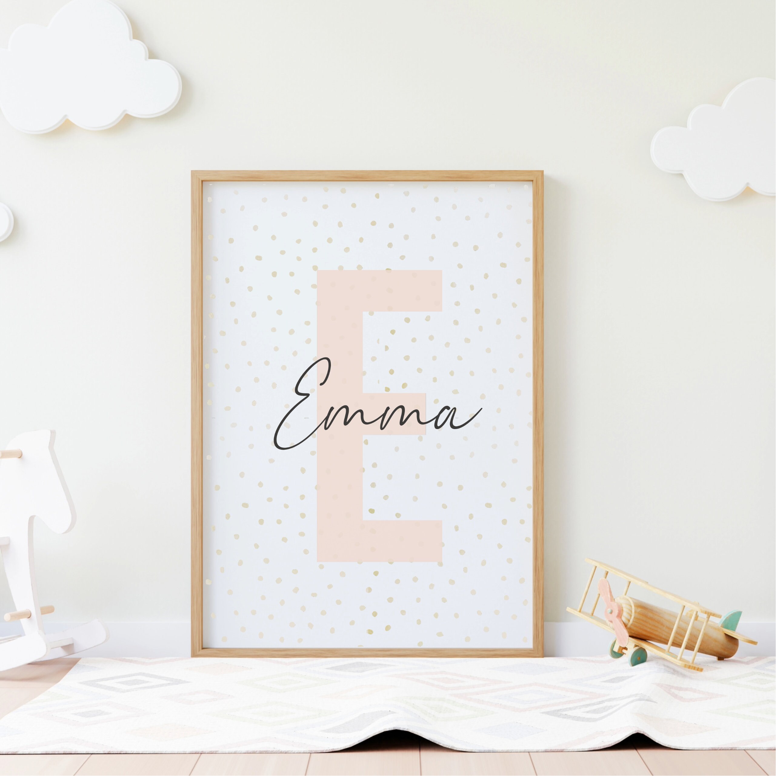 Baby Name Nursery Poster DIGITAL FILE Pink & Gold - Etsy