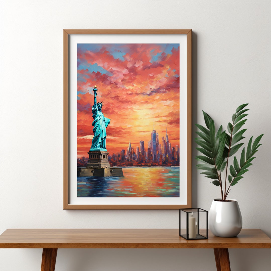 Statue of Liberty Landscape Painting | City Print | Printable Digital ...