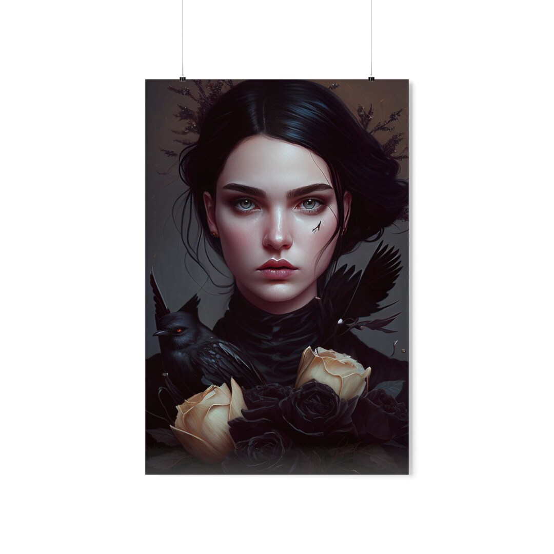 GOTH GIRL PORTRAIT, Gothic Home Décor, Digital Art Print, Gothic Lady ...