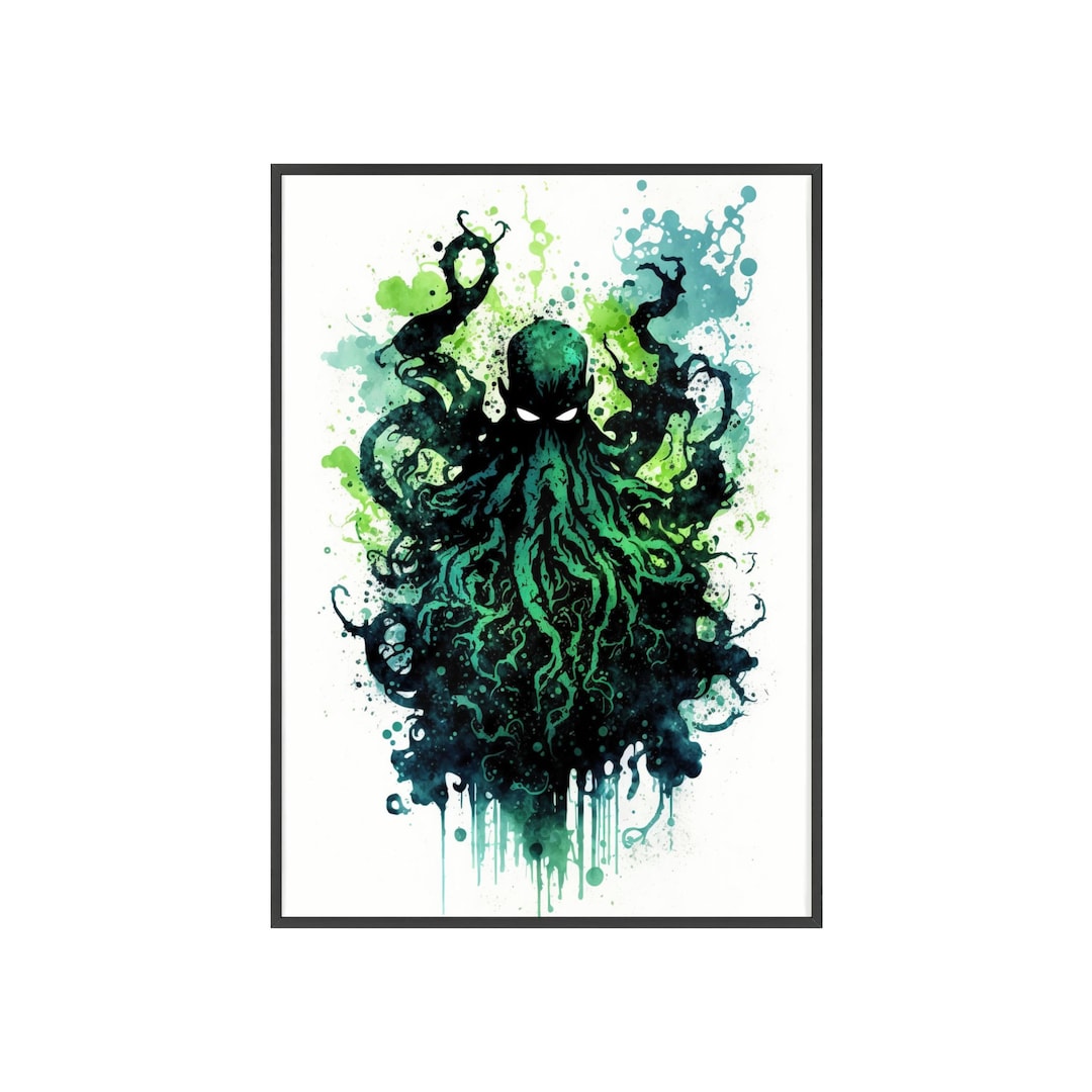 WATERCOLOR CTHULHU #2 POSTER / Cthulhu Evil Digital Poster, Terror ...