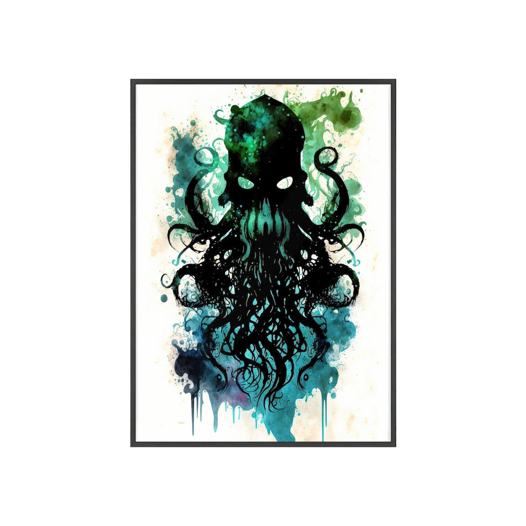 WATERCOLOR CTHULHU POSTER / Cthulhu Evil Digital Poster, Terror Cthulhu ...