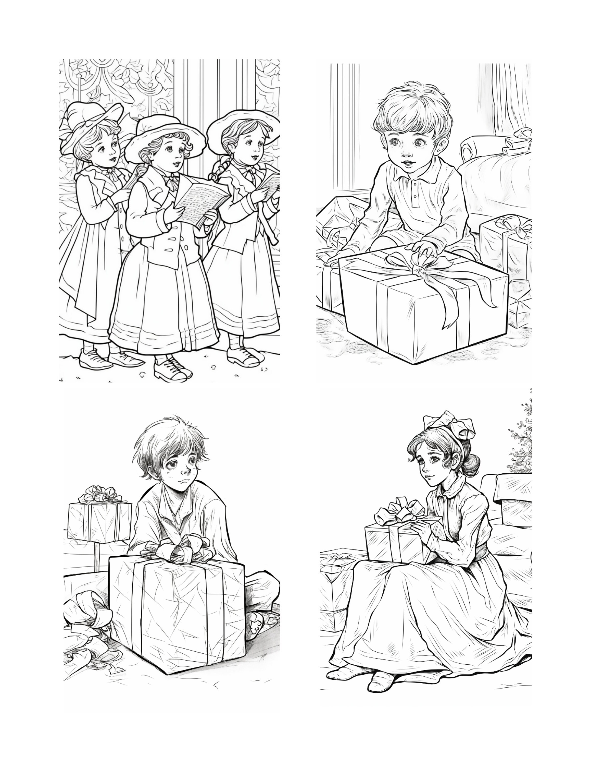 10 VICTORIAN CHRISTMAS Coloring Sheets, Digital Download, Women ...