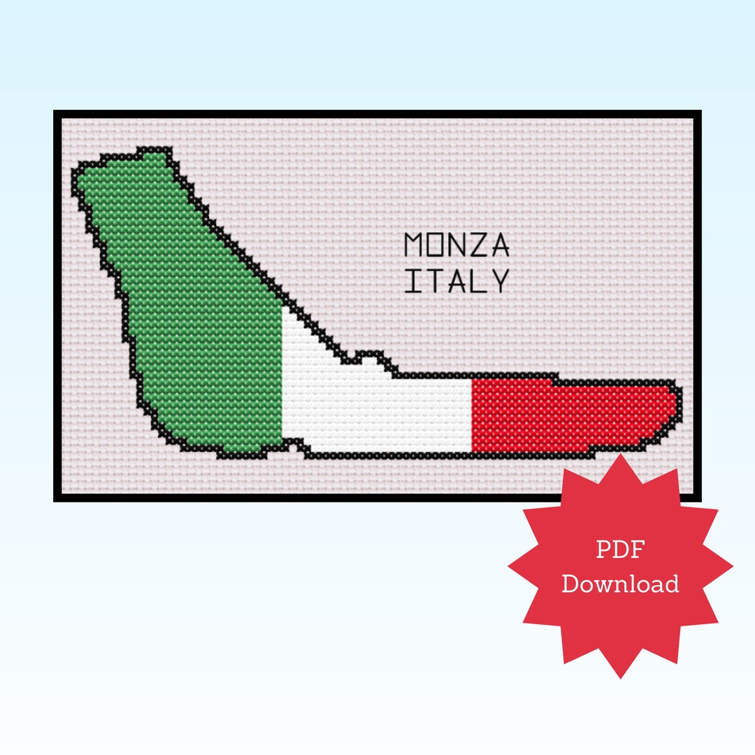 Formula 1 Italian Grand Prix Cross Stitch Pattern, F1 Monza Track ...