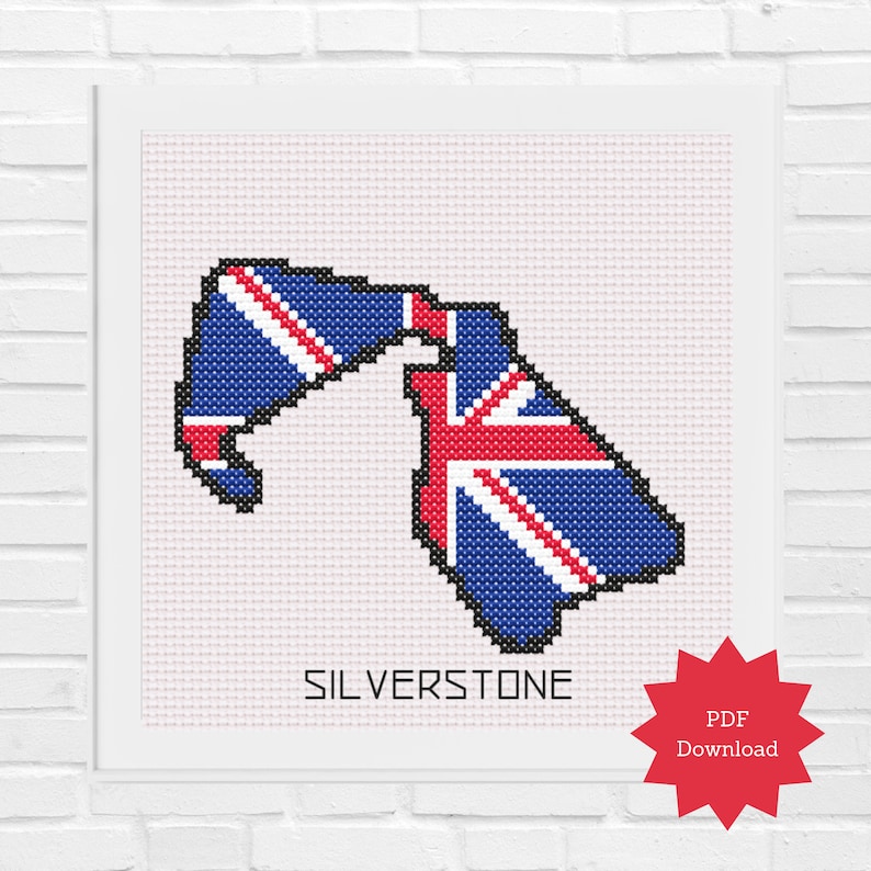 Formula 1 Silverstone Track Cross Stitch Pattern, F1 British Grand Prix ...