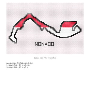 Formula 1 Monaco Grand Prix Cross Stitch Pattern, F1 Monaco Track ...