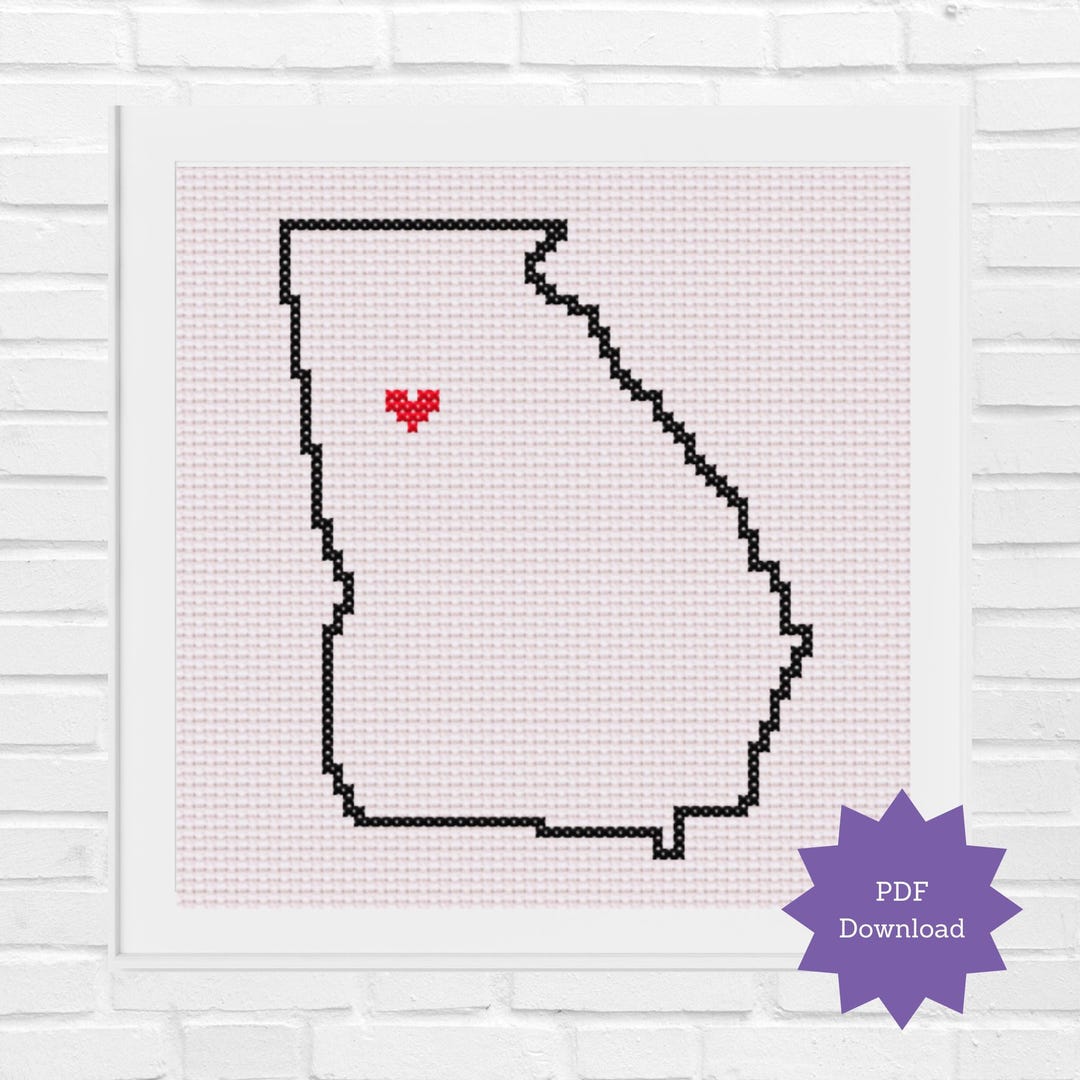 Georgia Cross Stitch, USA Cross Stitch Pattern, Georgia Housewarming ...