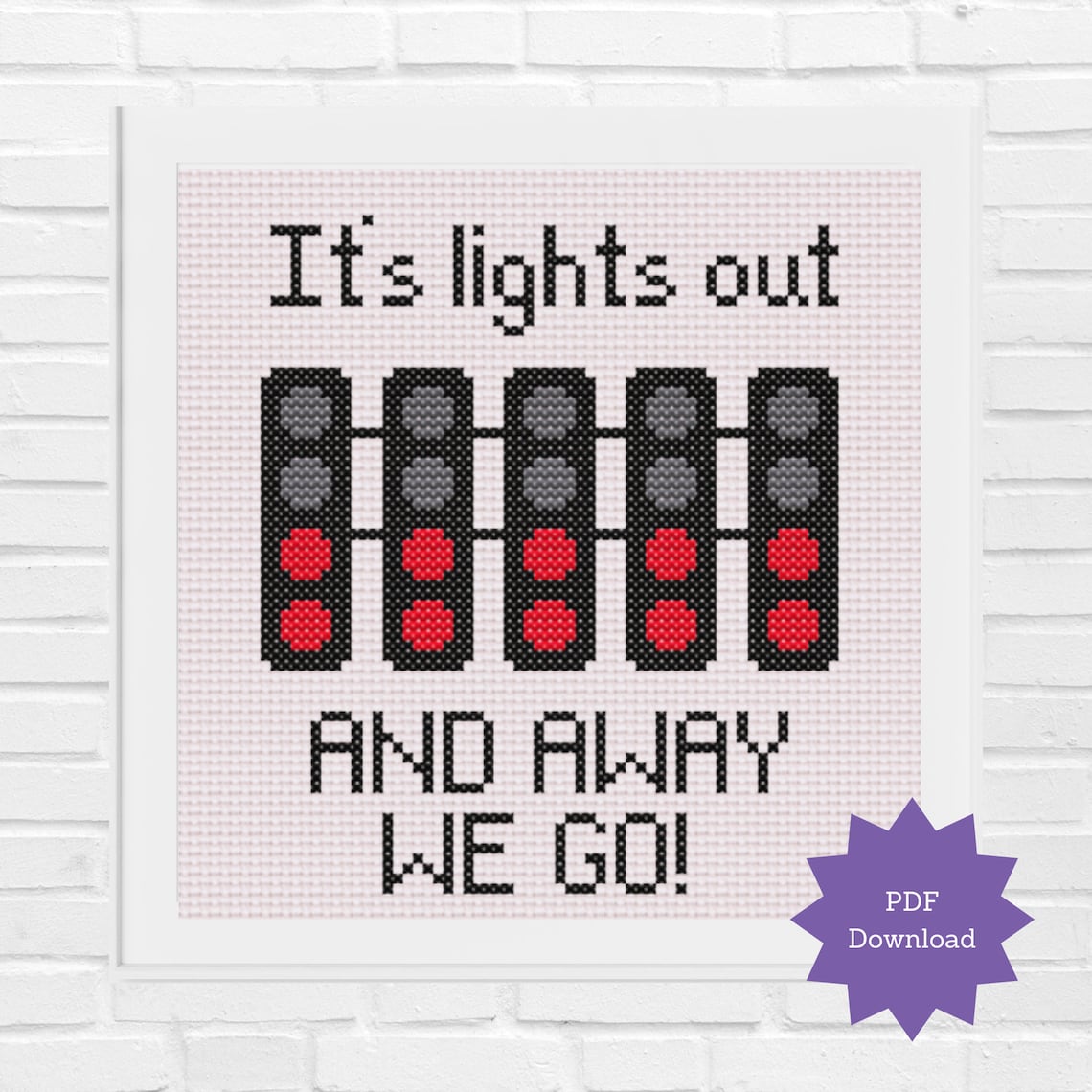 Formula 1 Cross Stitch Pattern, It's Lights Out and Away We Go!, F1 ...