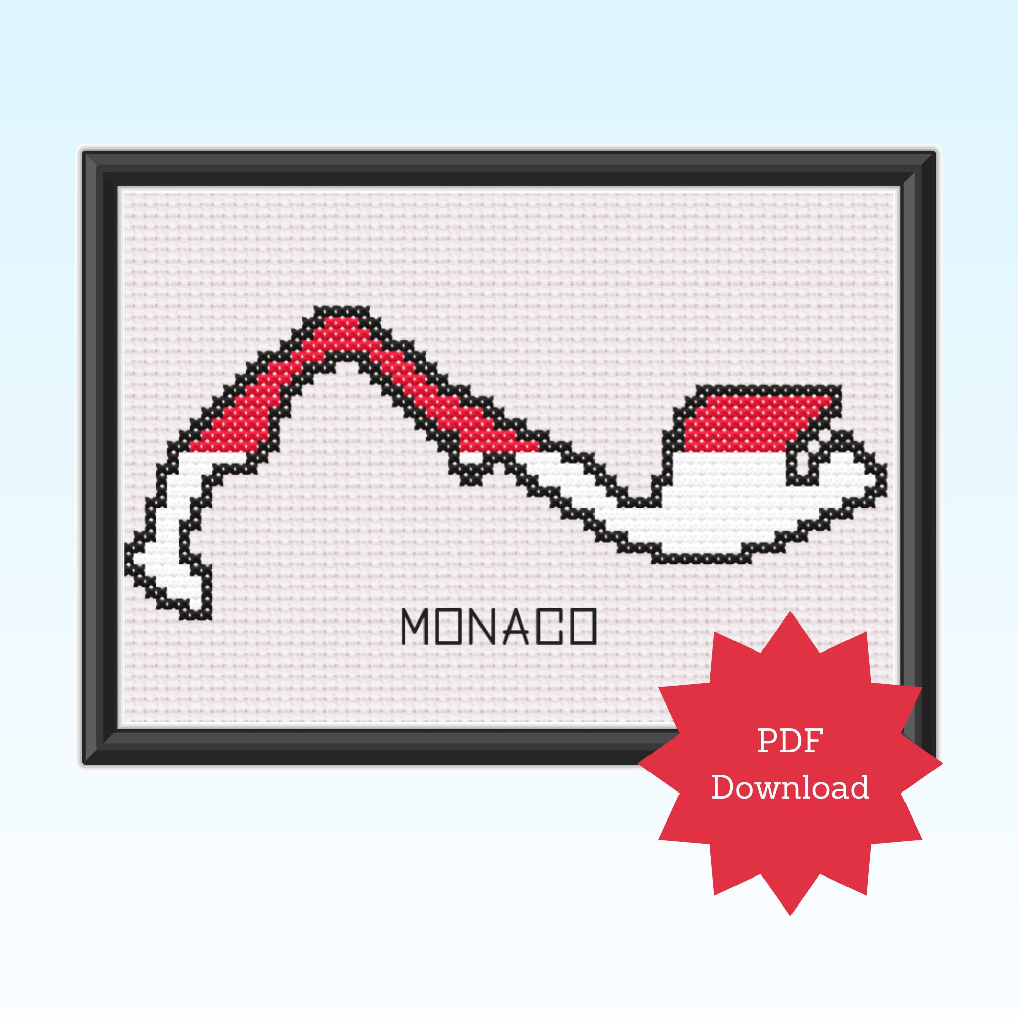 Formula 1 Monaco Grand Prix Cross Stitch Pattern, F1 Monaco Track ...