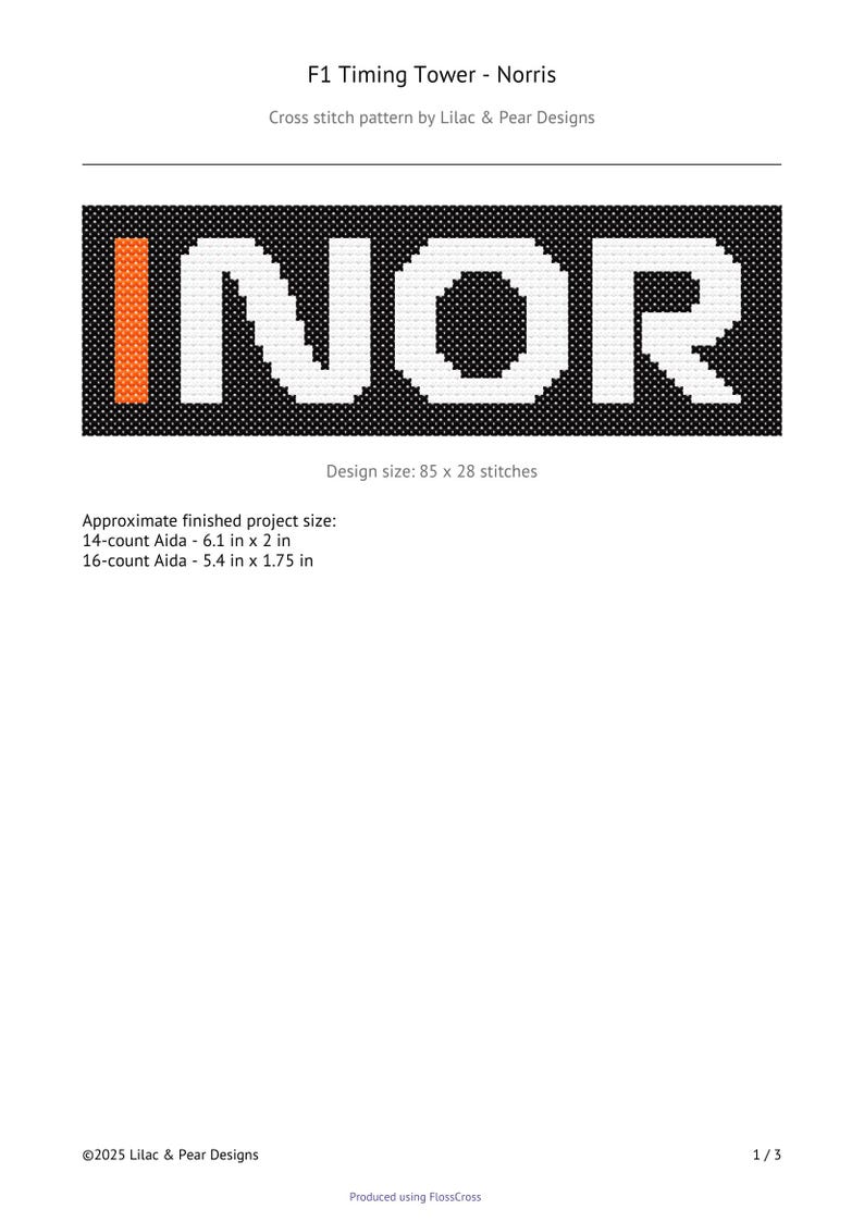 F1 Driver Cross Stitch Pattern, Lando Norris, Formula 1 Instant PDF ...