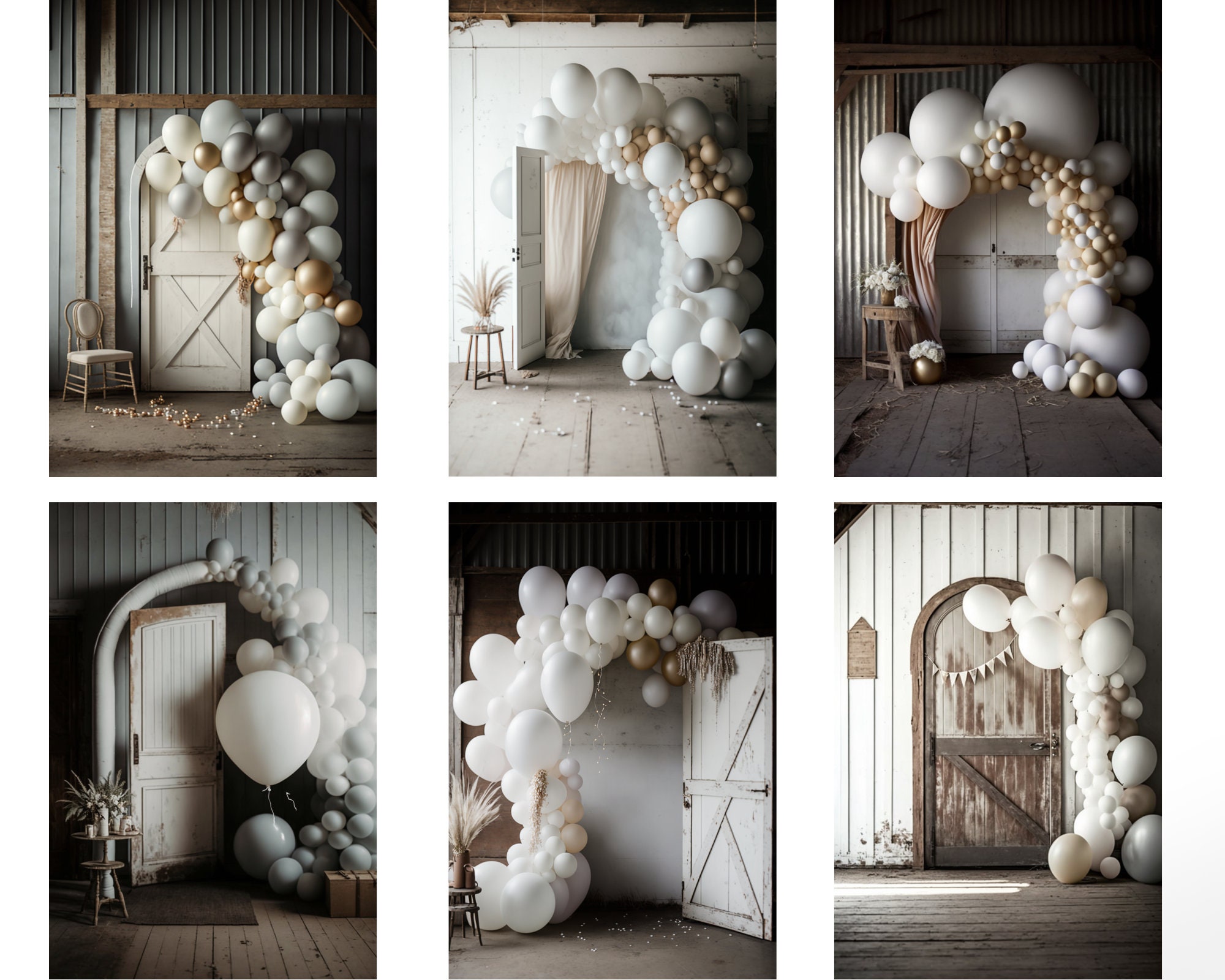 Rustic Balloon Backdrop Digital Download Photo Colorful Background ...