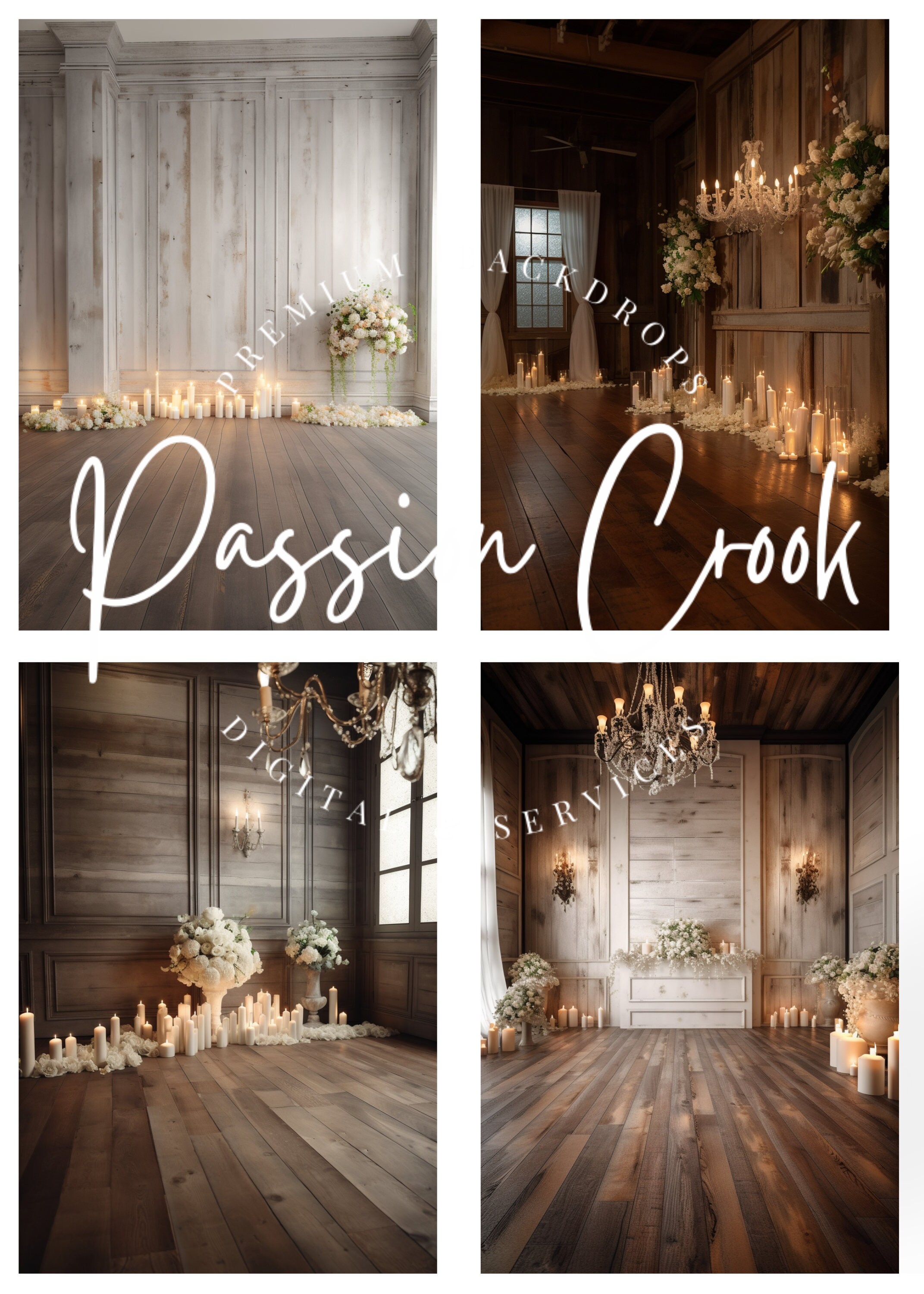 Candlelight Barn Backdrop Digital Download Photo Rustic Floral ...