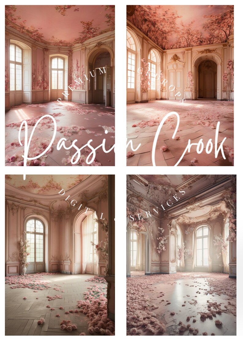 Pink Flower Room Backdrop Digital Download Photo Pastel Petal - Etsy