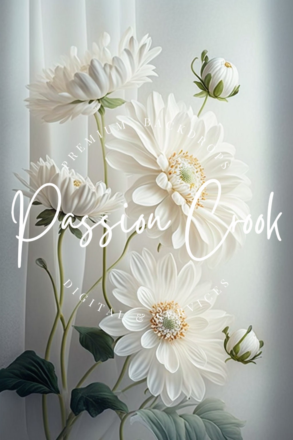 Neutral Floral Digital Backdrops Bundle Maternity Backdrop Overlays ...