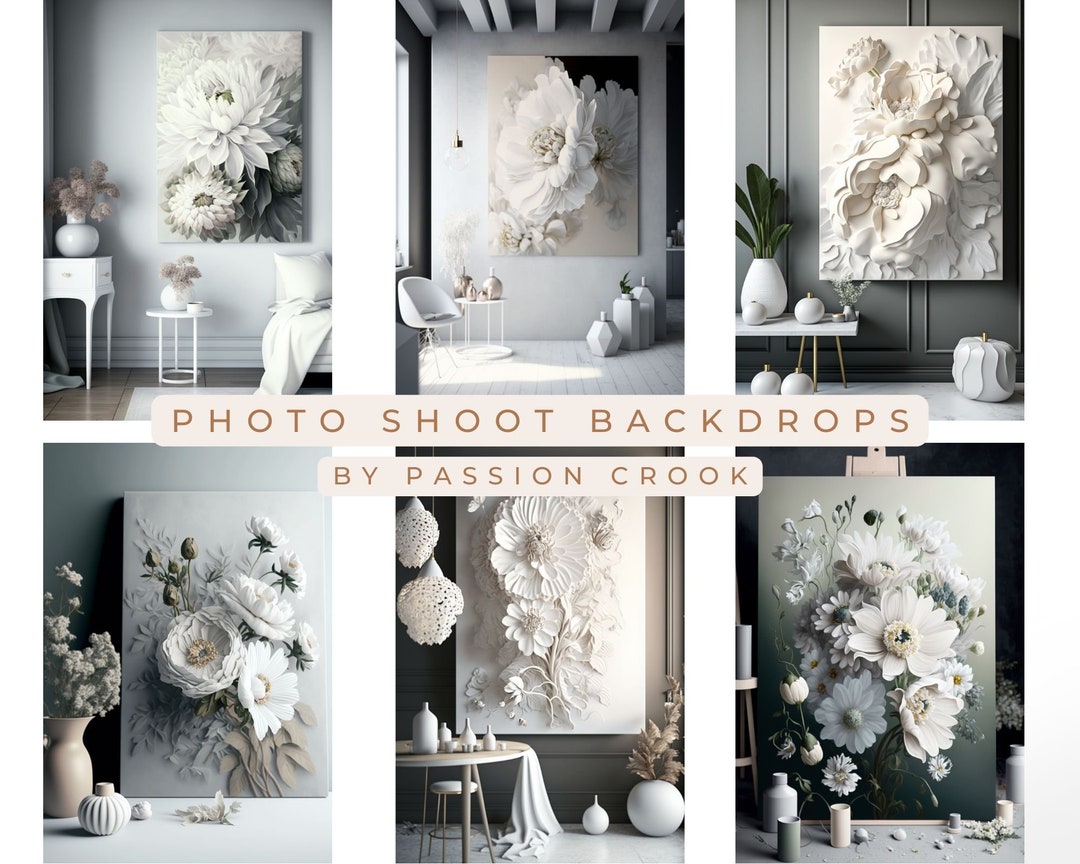 White Floral Digital Backdrops Bundle Maternity Backdrop Overlays ...