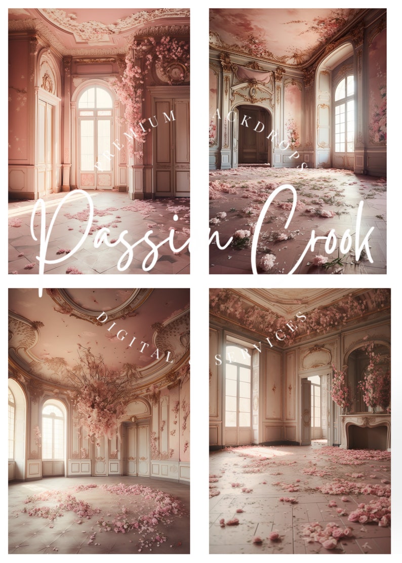 Pink Flower Room Backdrop Digital Download Photo Pastel Petal - Etsy