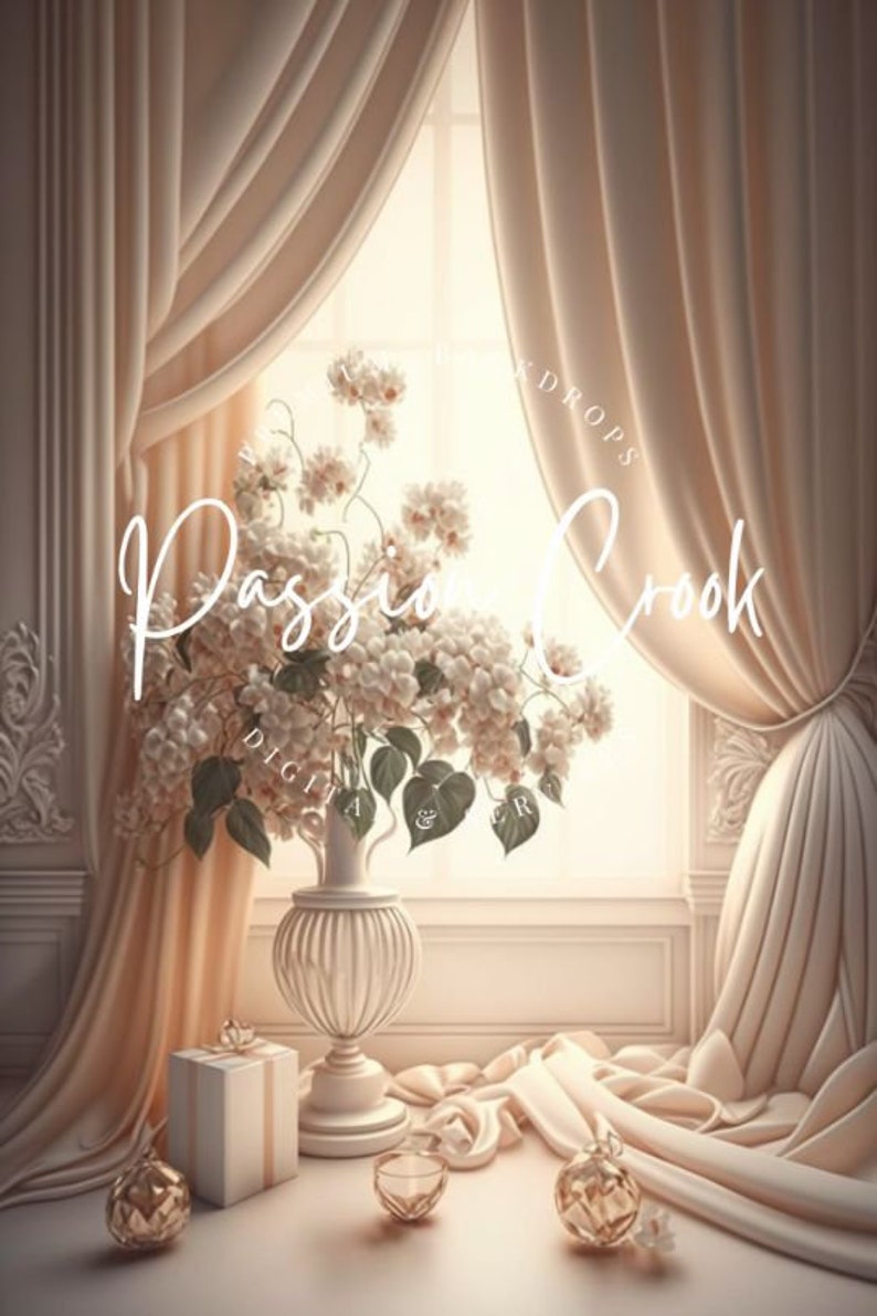 Beige Floral Back Drops Digital Download Photo Texture Overlay White ...