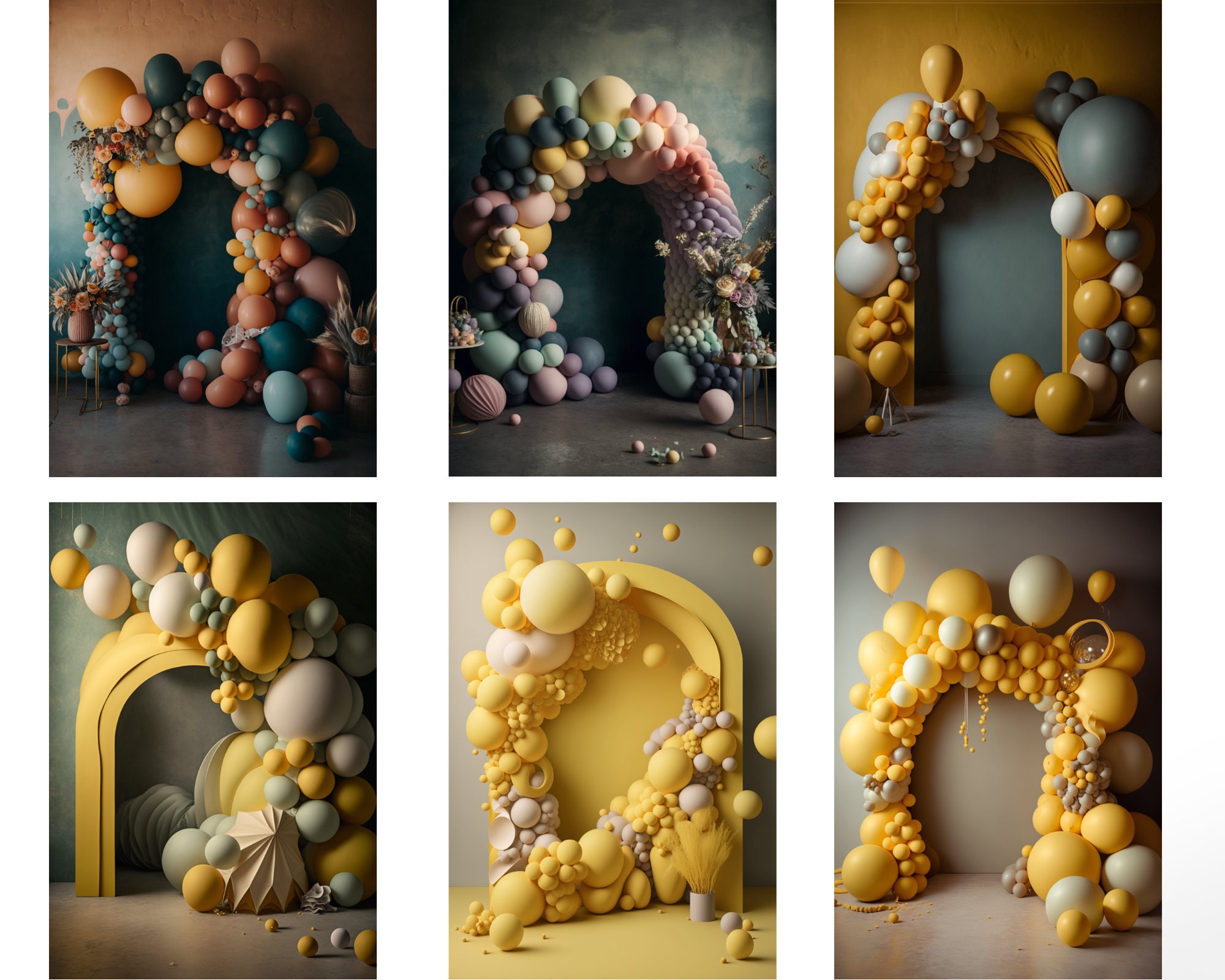 Colorful Balloon Backdrop Digital Download Photo Seasonal Background ...