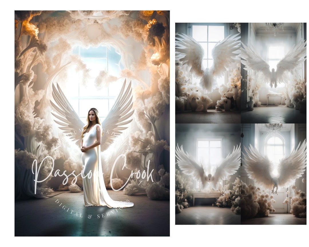 White Angel Wing Backdrop Digital Download Photo Flower Background ...