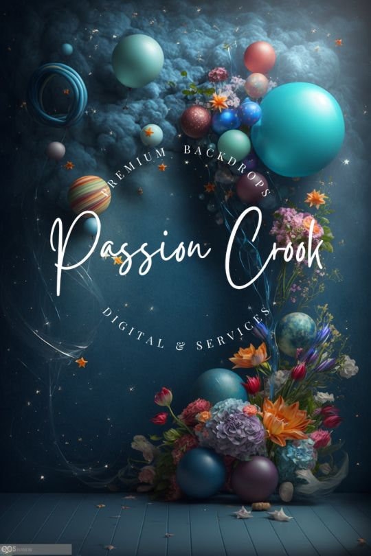 Mystic Balloon Backdrop Digital Download Photo Colorful Floral ...