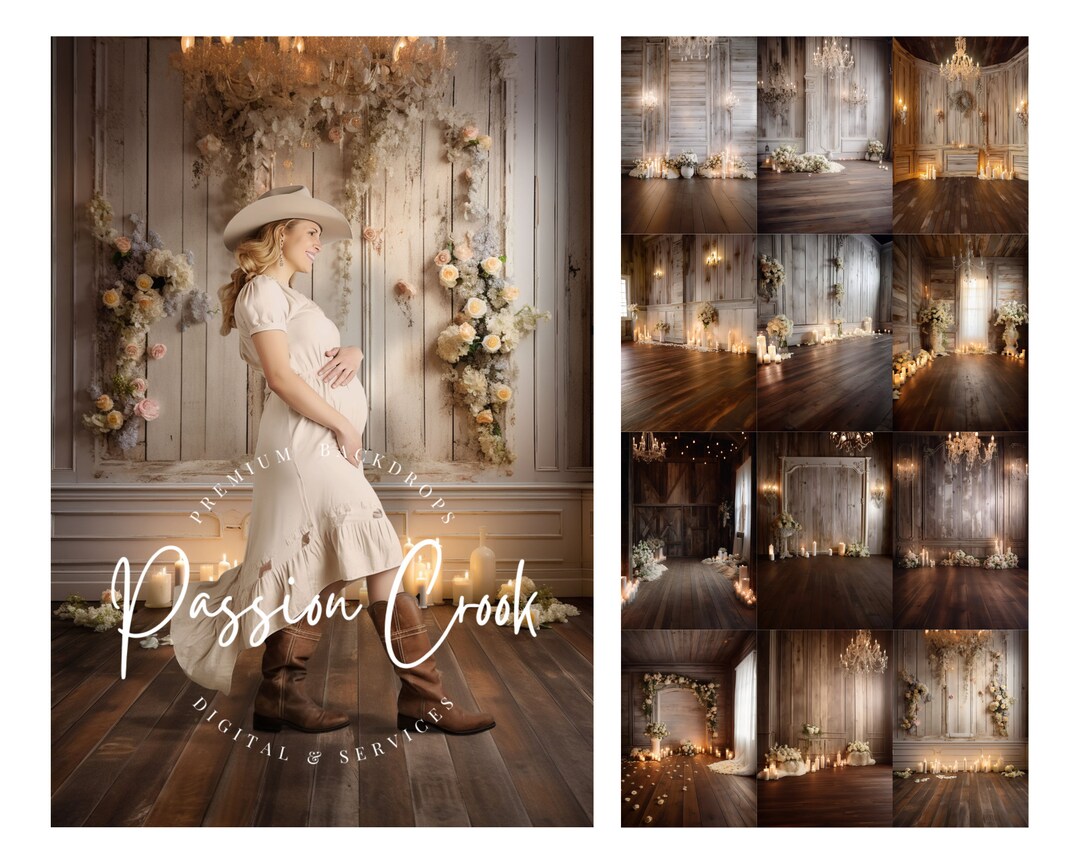 Candlelight Barn Backdrop Digital Download Photo Rustic Floral ...