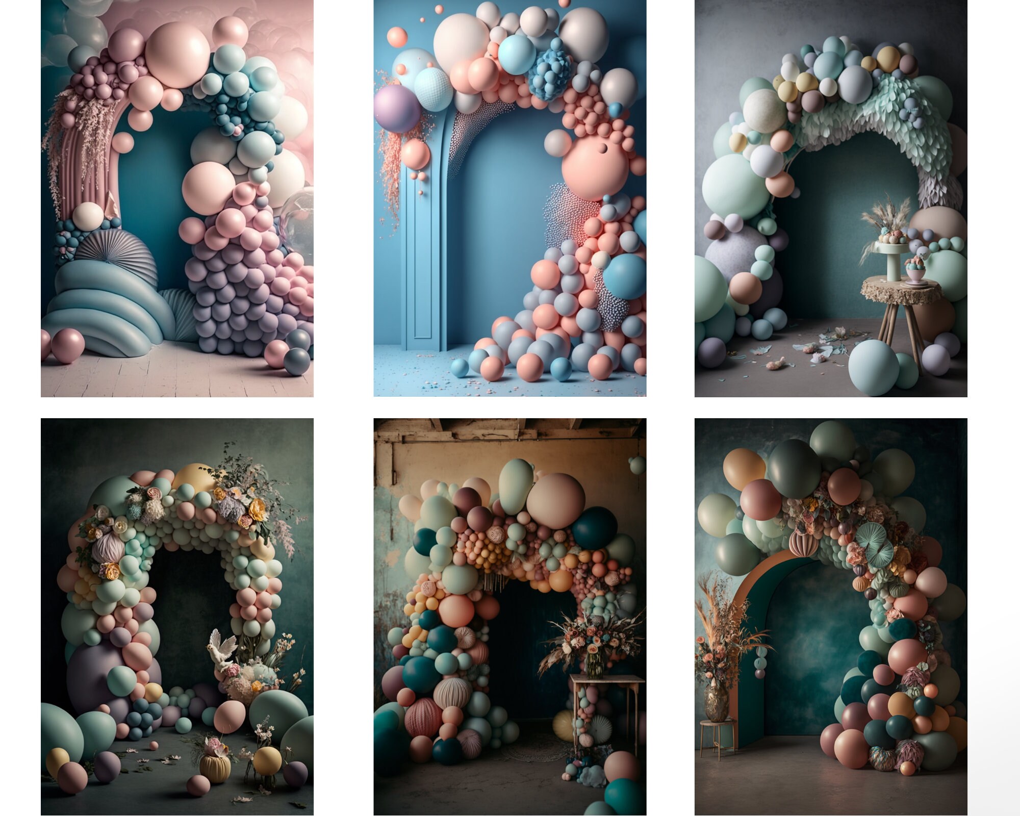 Colorful Balloon Backdrop Digital Download Photo Seasonal Background ...