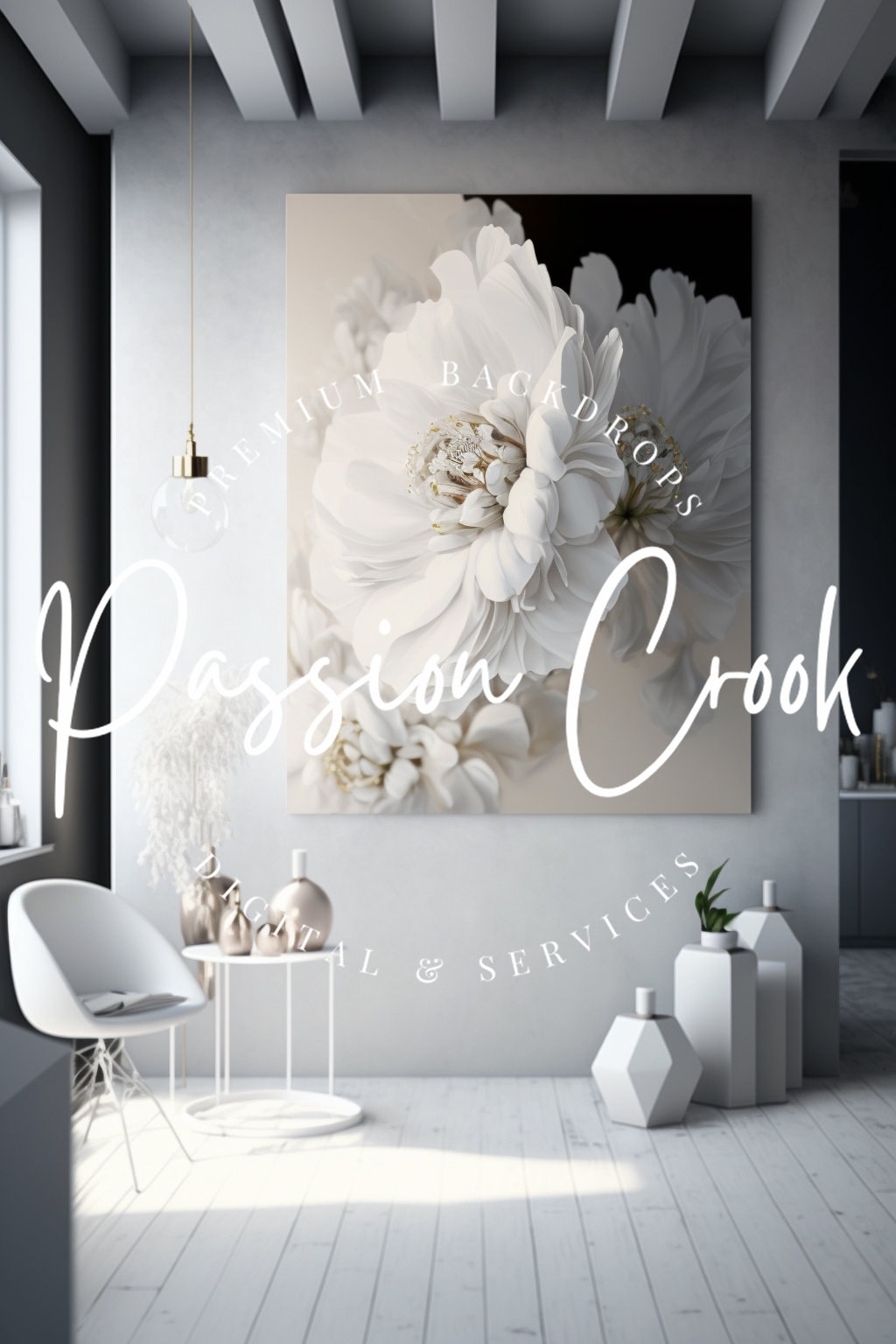 White Floral Digital Backdrops Bundle Maternity Backdrop Overlays ...