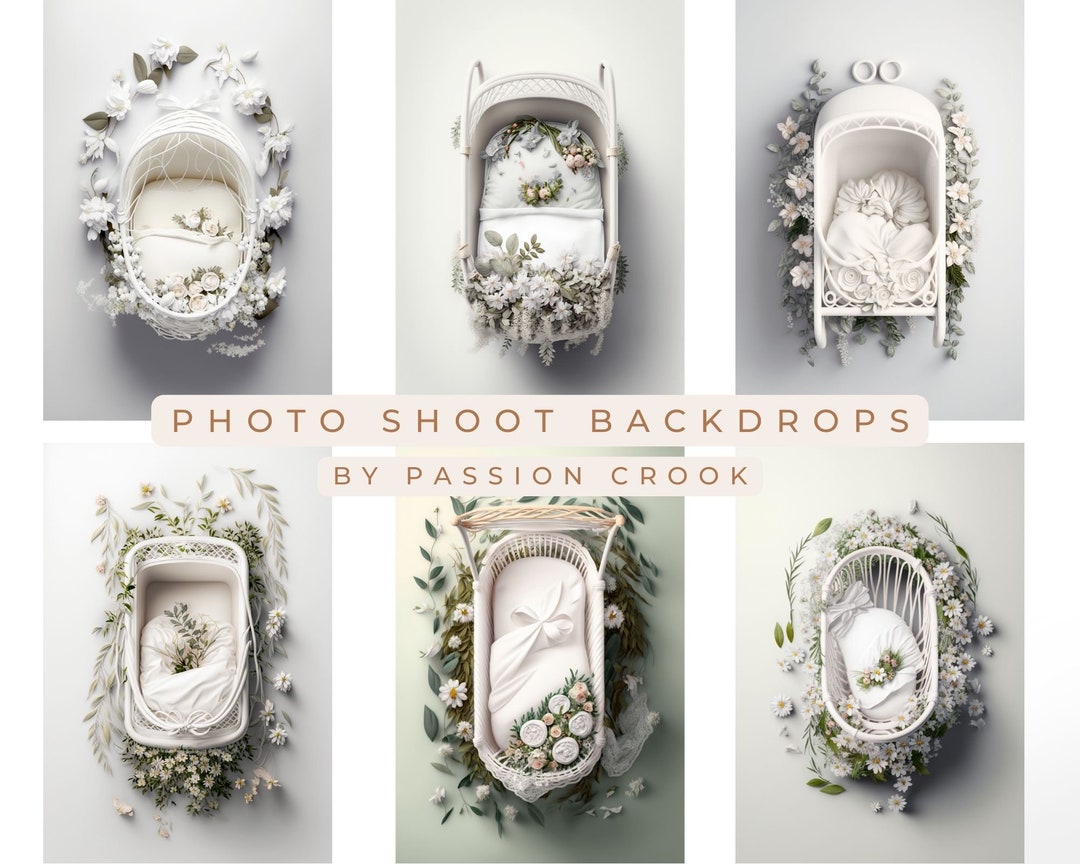 Floral Cradle Backdrop Digital Download Photo White Floral Background ...
