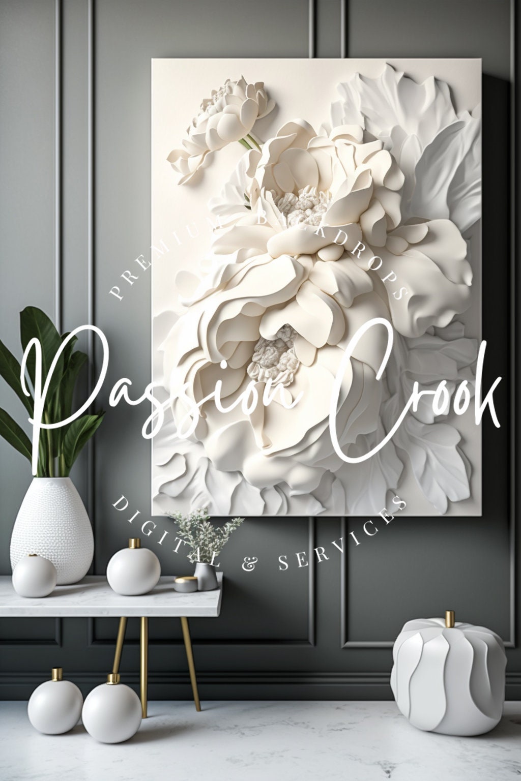 White Floral Digital Backdrops Bundle Maternity Backdrop Overlays ...