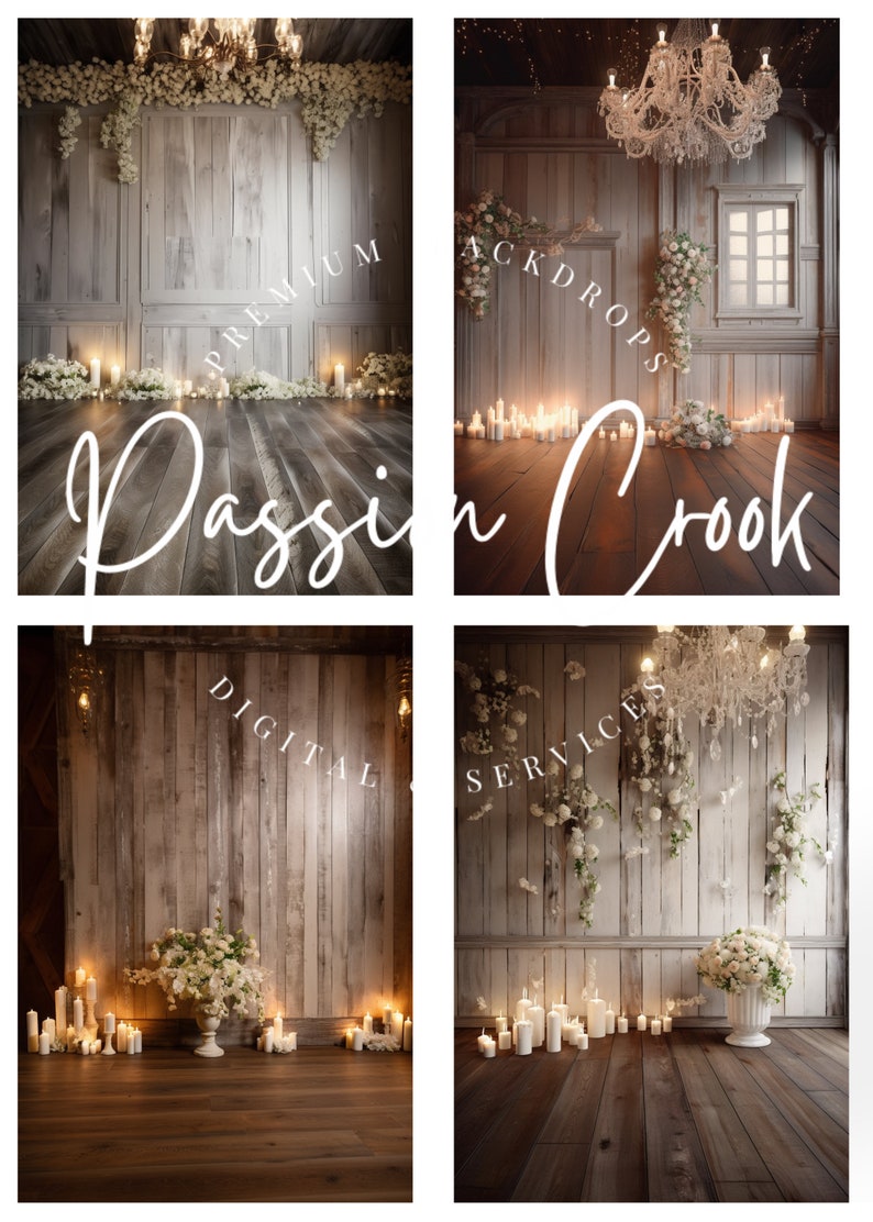 Candlelight Barn Backdrop Digital Download Photo Rustic Floral ...