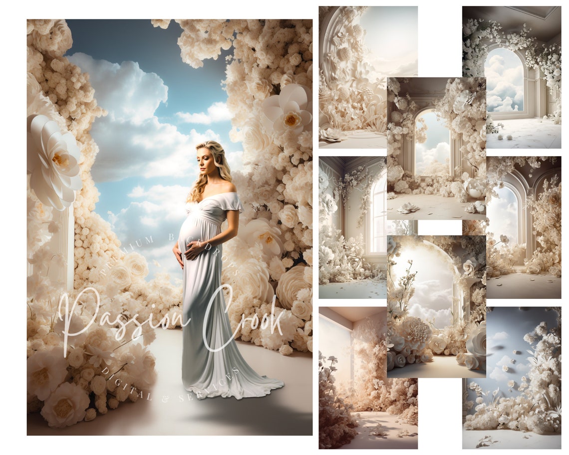 Floral Cloud Backdrop Digital Download Photo Heaven Background - Etsy