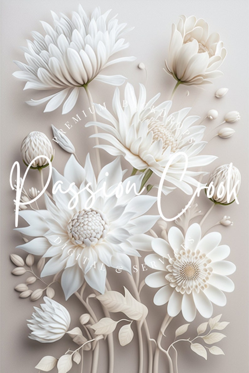 Neutral Floral Digital Backdrops Bundle Maternity Backdrop Overlays ...