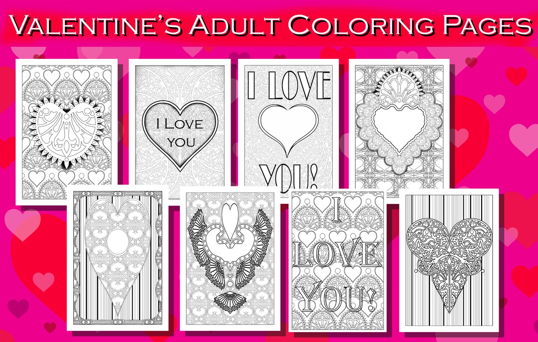 Hearts & Valentine's Day Adult Coloring Pages printable, PDF Download ...