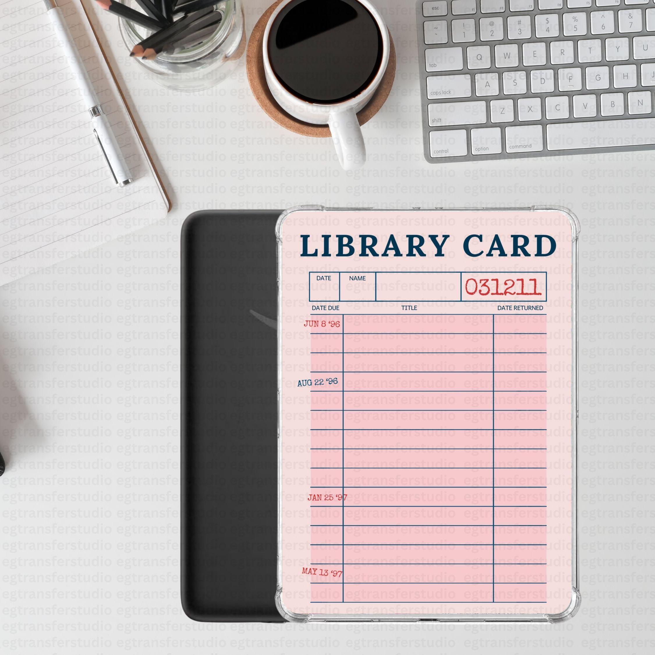 Library Card Kindle Insert | Pink Bookish Paperwhite Design - Etsy