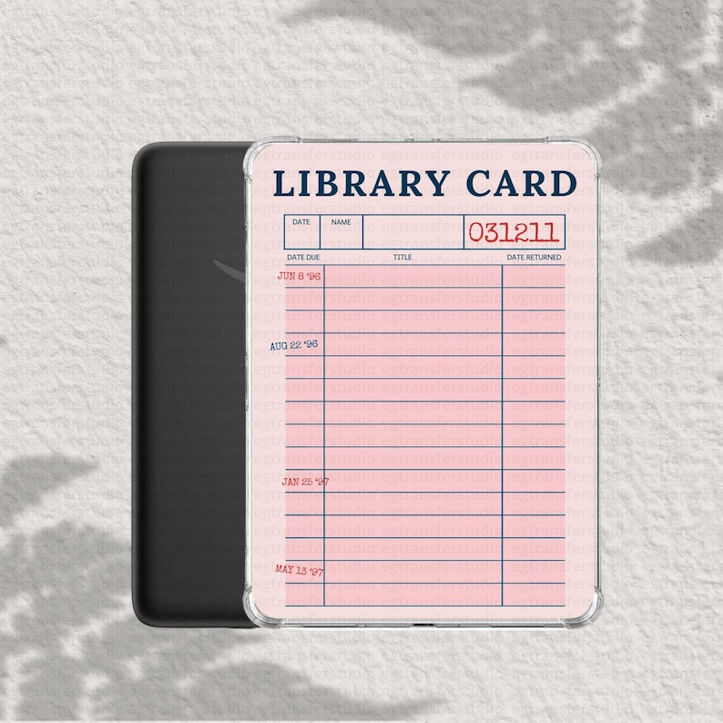 Library Card Kindle Insert | Pink Bookish Paperwhite Design - Etsy