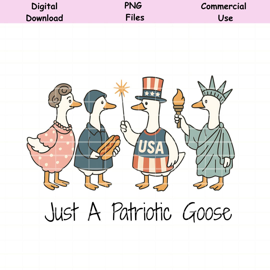 Patriotic Goose Clipart PNG, USA Themed Silly Goose Digital Download ...
