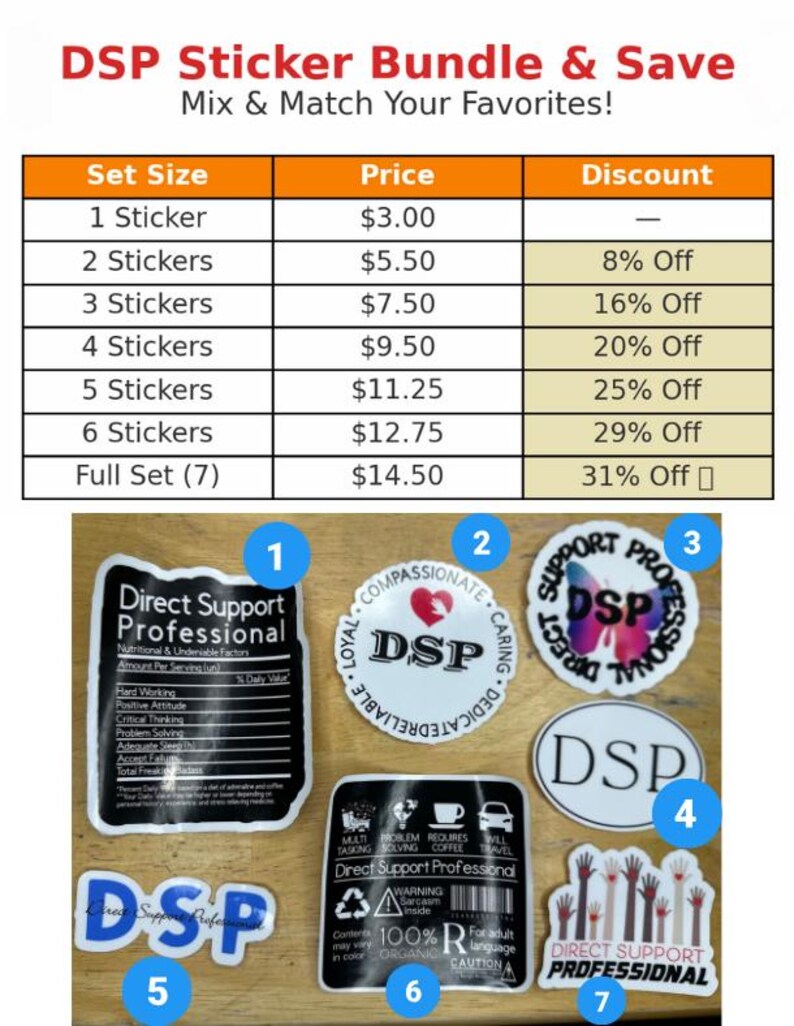 DSP Appreciation Sticker Pack: Waterproof Caregiver & Support Worker ...
