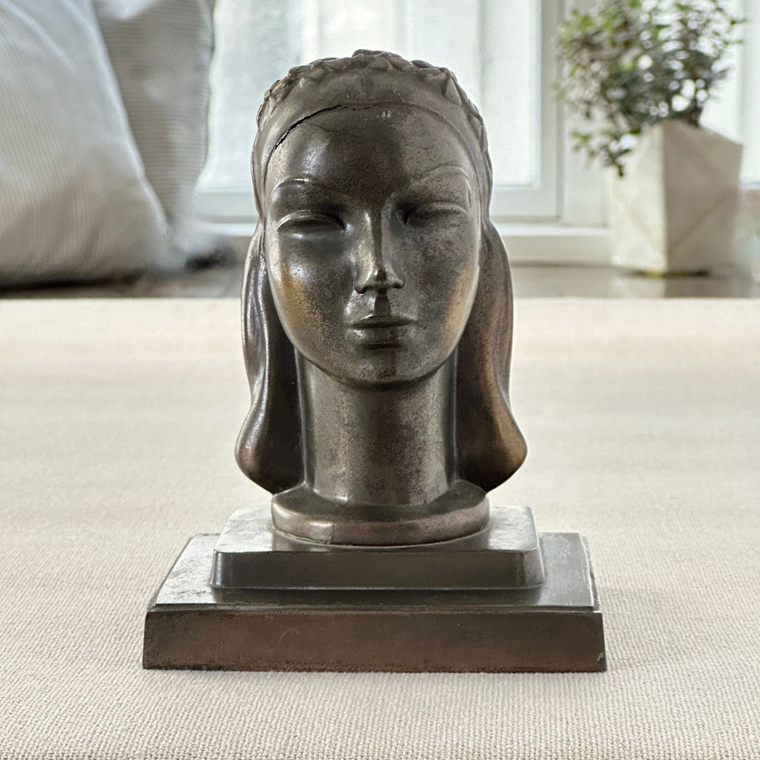 Vintage Bookend, Female Bust, Art Deco,frankenbberg, Mantel Decor - Etsy