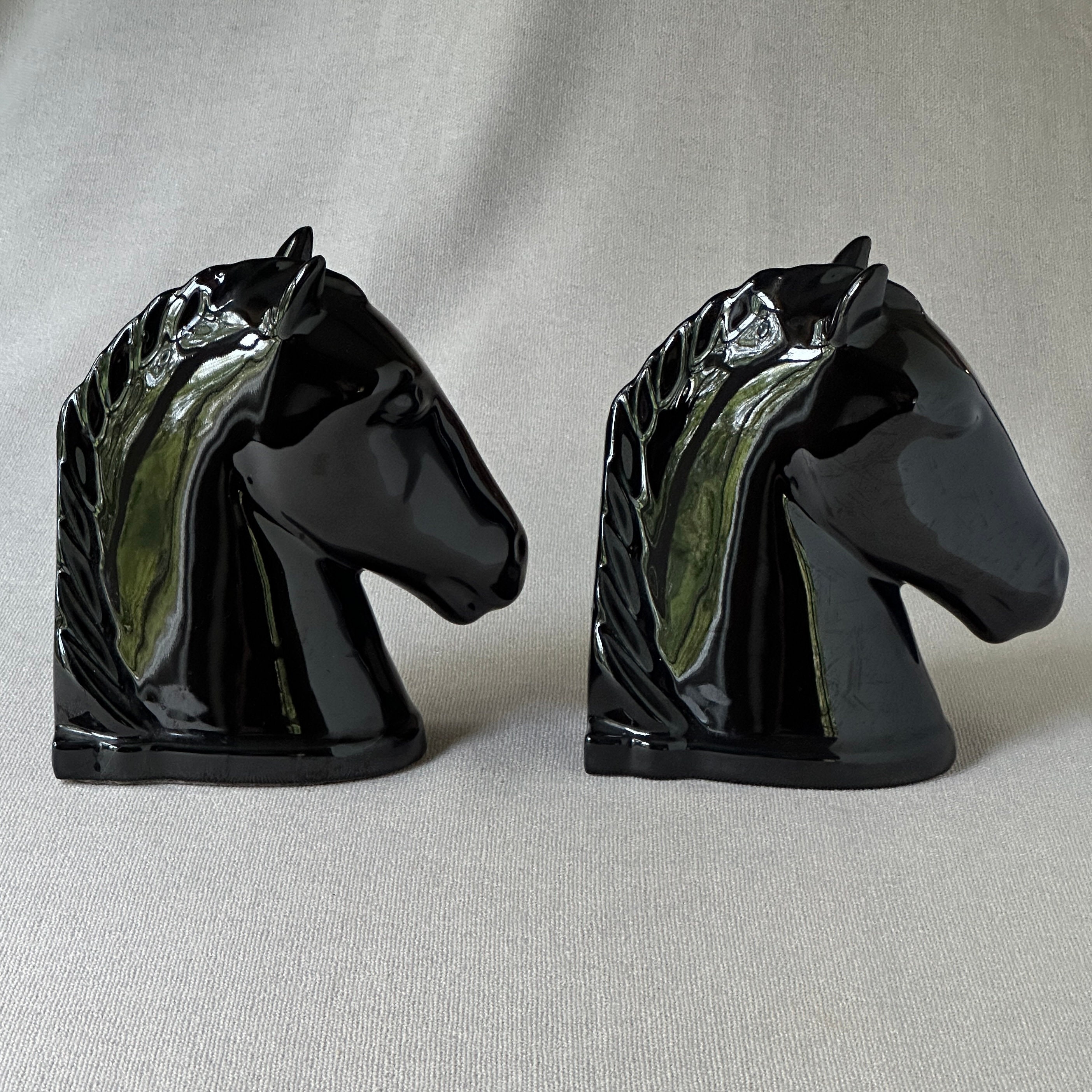 Vintage Abingdon Black Stallion Horse Pottery Bookends. Set - Etsy