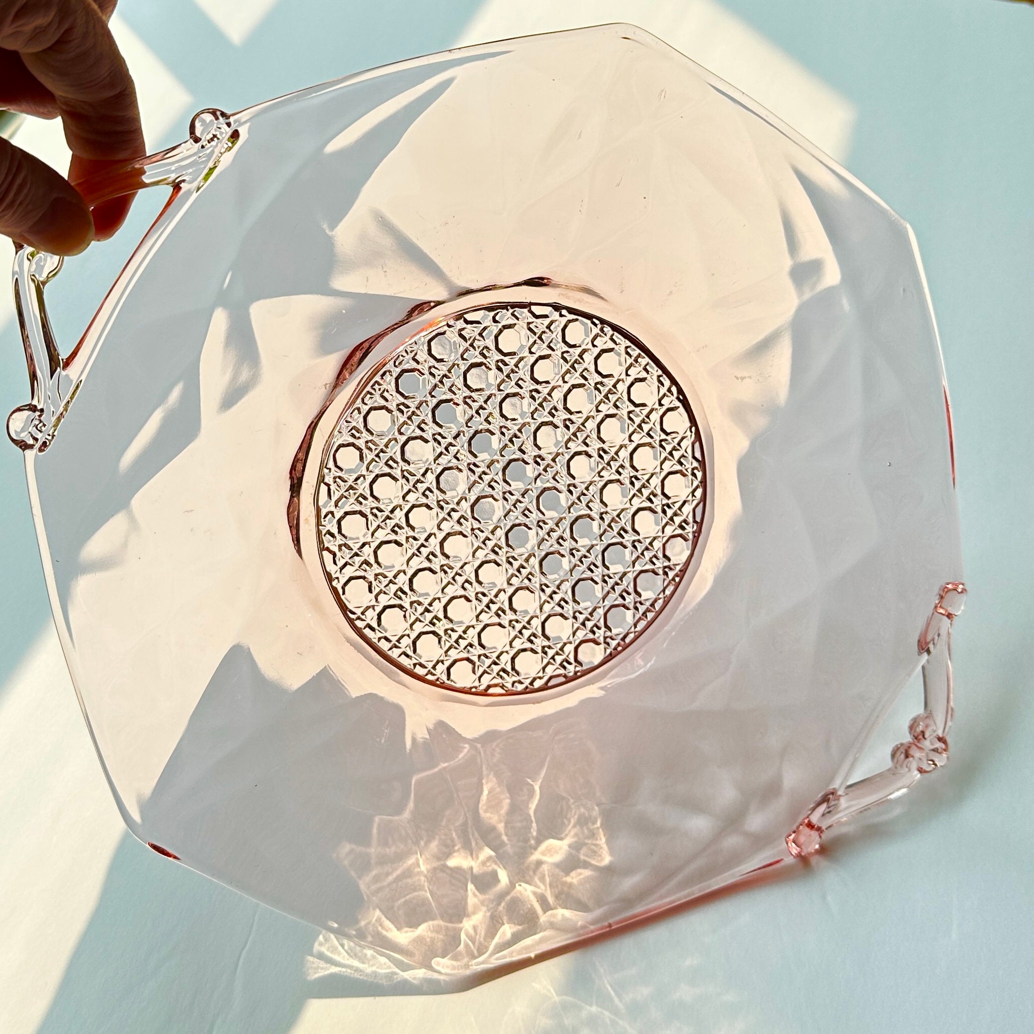 Vintage Pink Depression Glass Tray, Lancaster Glass Co, Sunshine ...