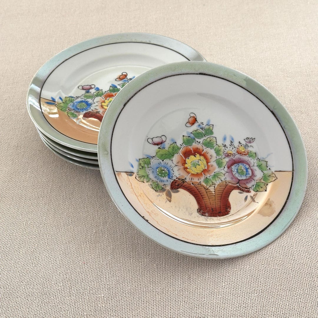 Vintage Takito Lusterware Plates With Sage Green, Porcelain, Easter ...