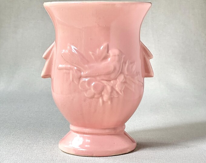 Vintage Mccoy Large Pink Vase, Bird With Deco Design. Perfect for ...
