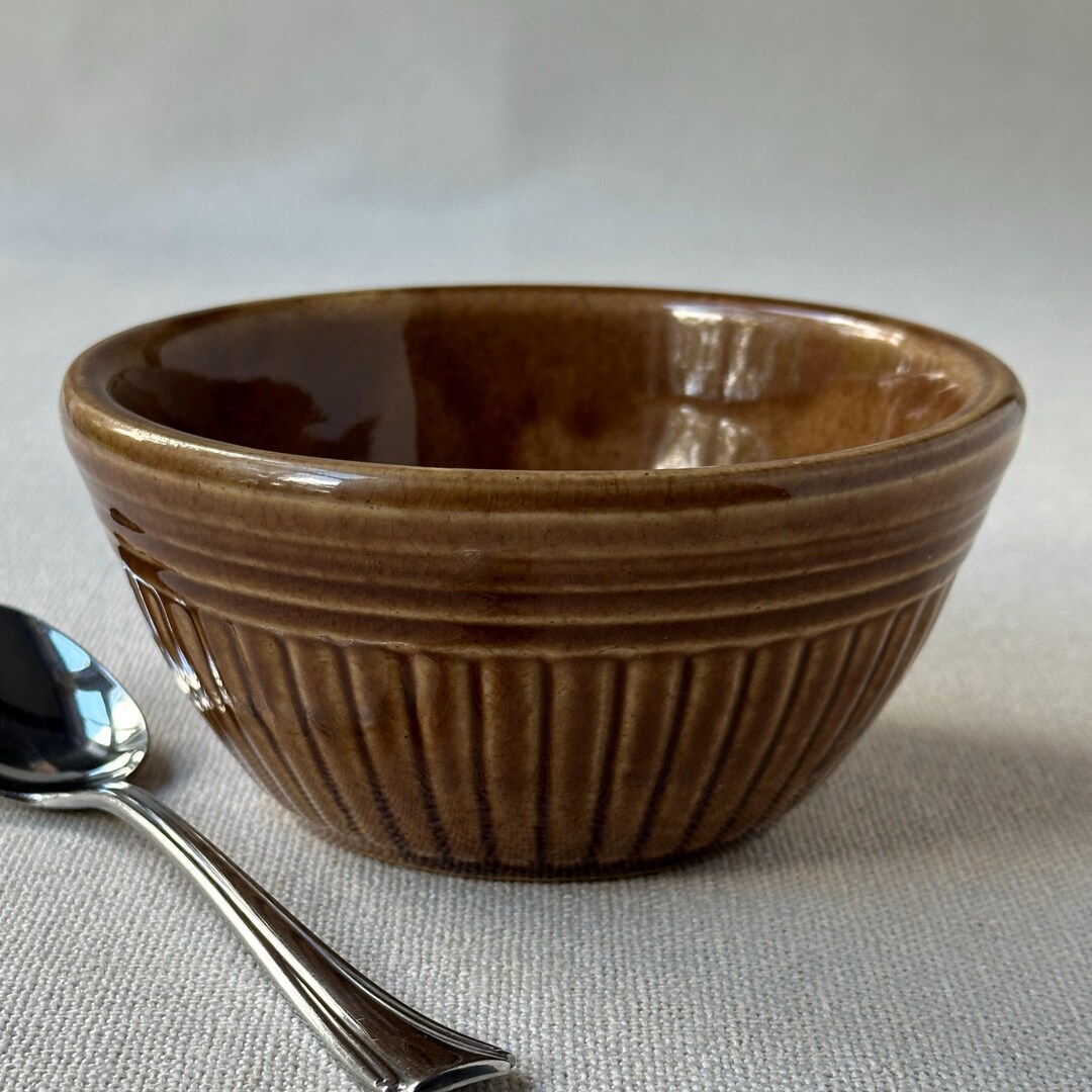 Vintage Small Brown Bowl, Ribbed Sides. Great for Dip or Decor ...
