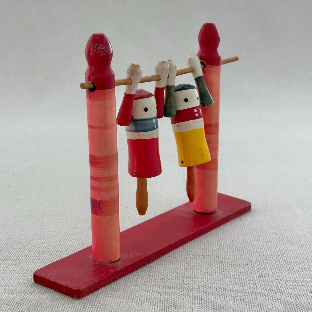 Vintage Folk Art Wood Toy: Kokeshi Style Japanese Acrobat - Etsy