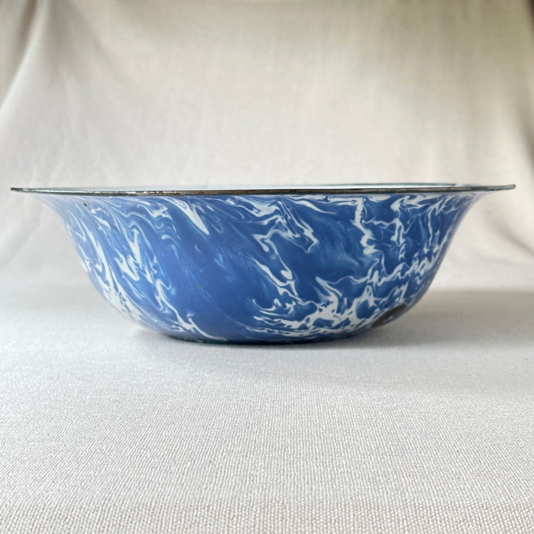 Vintage Large Blue Enamelware Wash Bowl. Graniteware Wash Basin. - Etsy