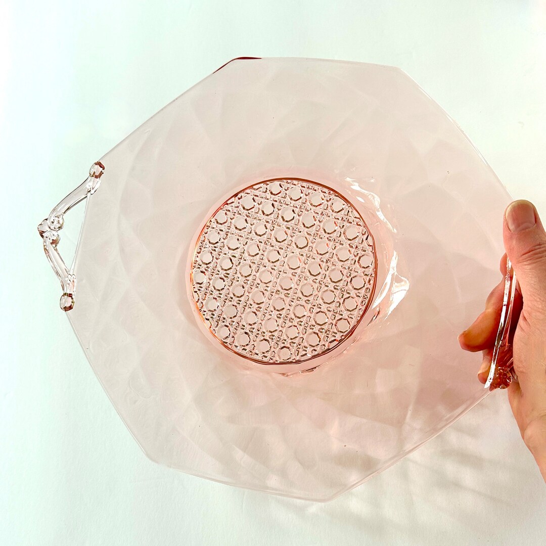 Vintage Pink Depression Glass Tray, Lancaster Glass Co, Sunshine ...