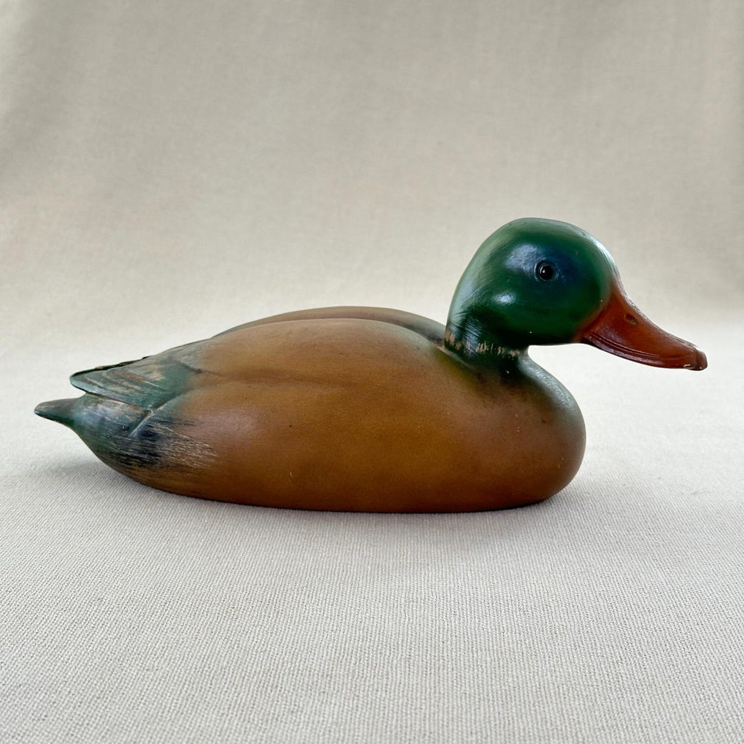Vintage Mallard Deco Duck, Haegar Pottery, Hand Painted Green, Brown ...