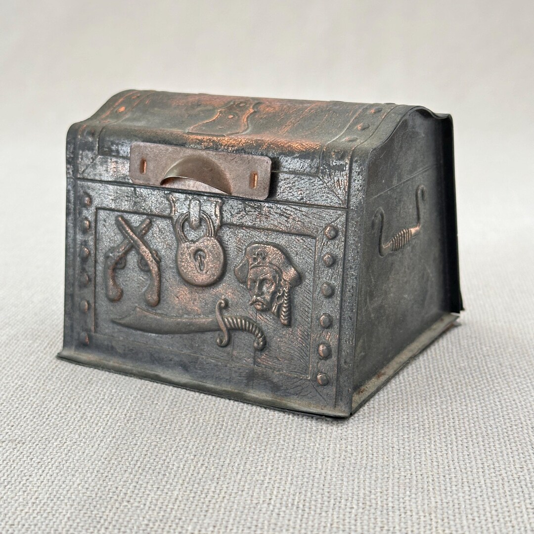Vintage Small, Copper Treasure Chest Children's Toy Bank ,pirate and ...